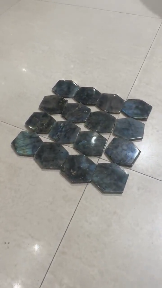 Natural Labradorite gemstone tile epoxy resin home decor, blue Fire New ...