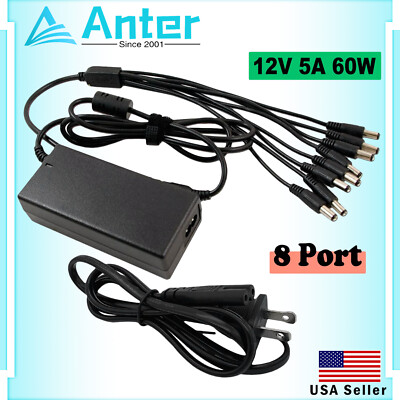 Premium 5Amp 12V Charger Power Adapter with 8 Way Splitter For Night ...