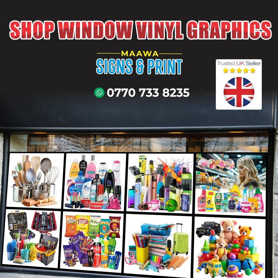 Shop Window Vinyl Graphics, Food Sign, Product Display, Convenience ...