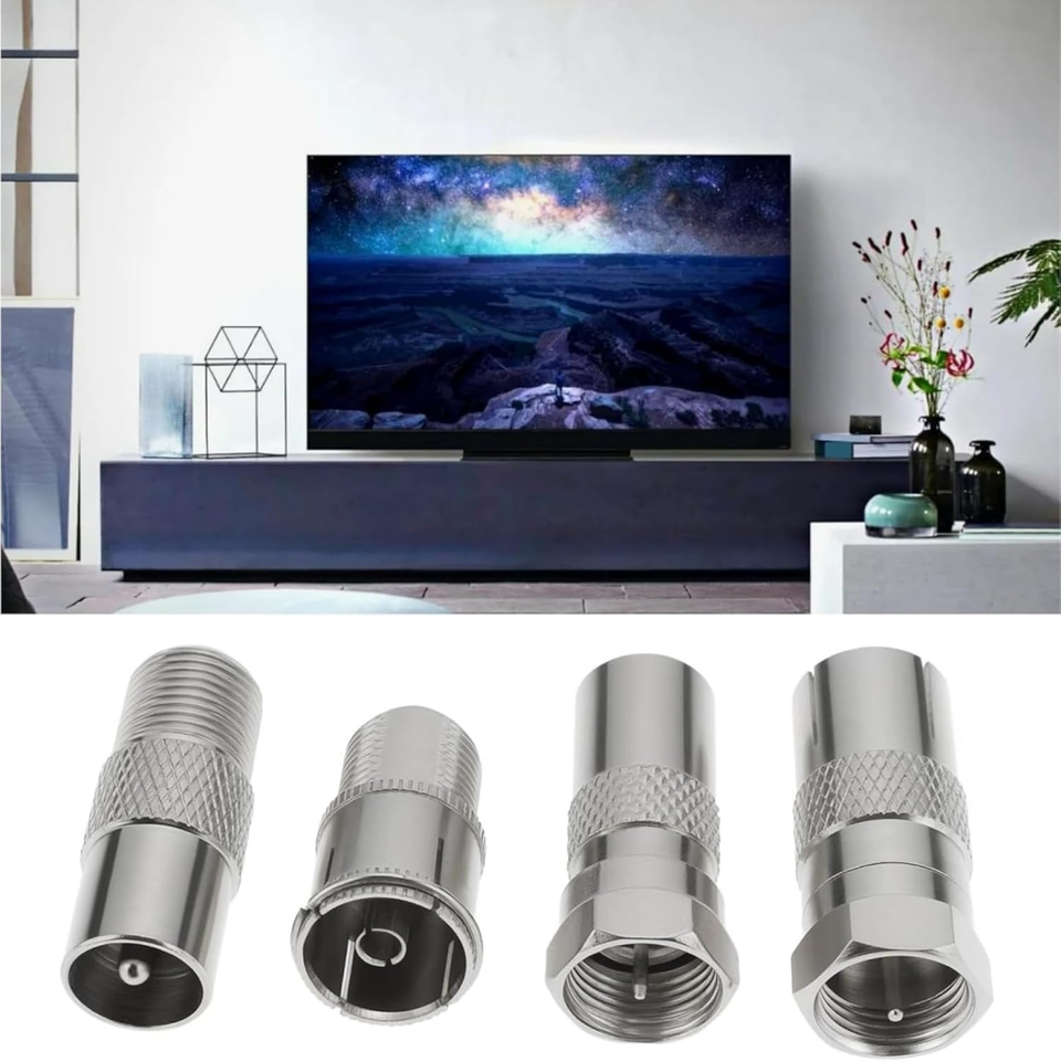 4Pcs F to PAL Coaxial Adapter Kit 75 Ohm Antenna Cable Connectors for ...