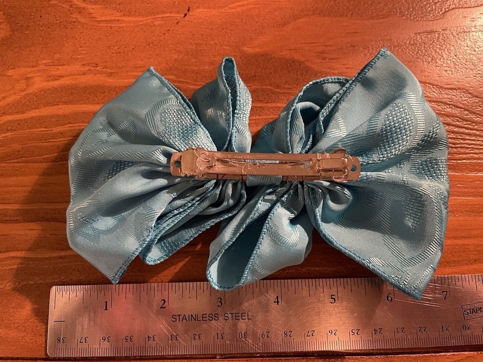 VTG 80s & 90s Hair Barrette Oversized Turquoise Brocade Bow 7" X 6" | eBay