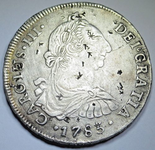 1785 Spanish Bolivia Silver 8 Reales Chopmarks 1700s Colonial Dollar ...