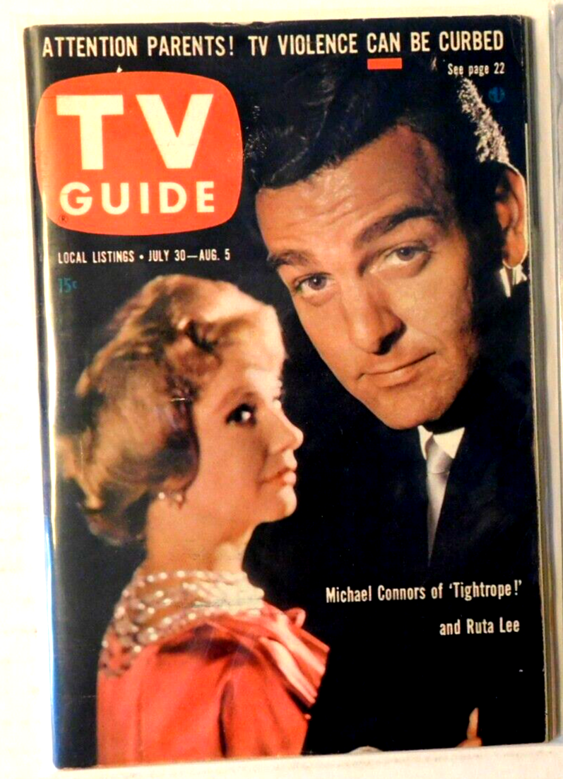TV GUIDE #383 July 30, 1960 Michael Connors and Ruta Lee of "Tightrope ...