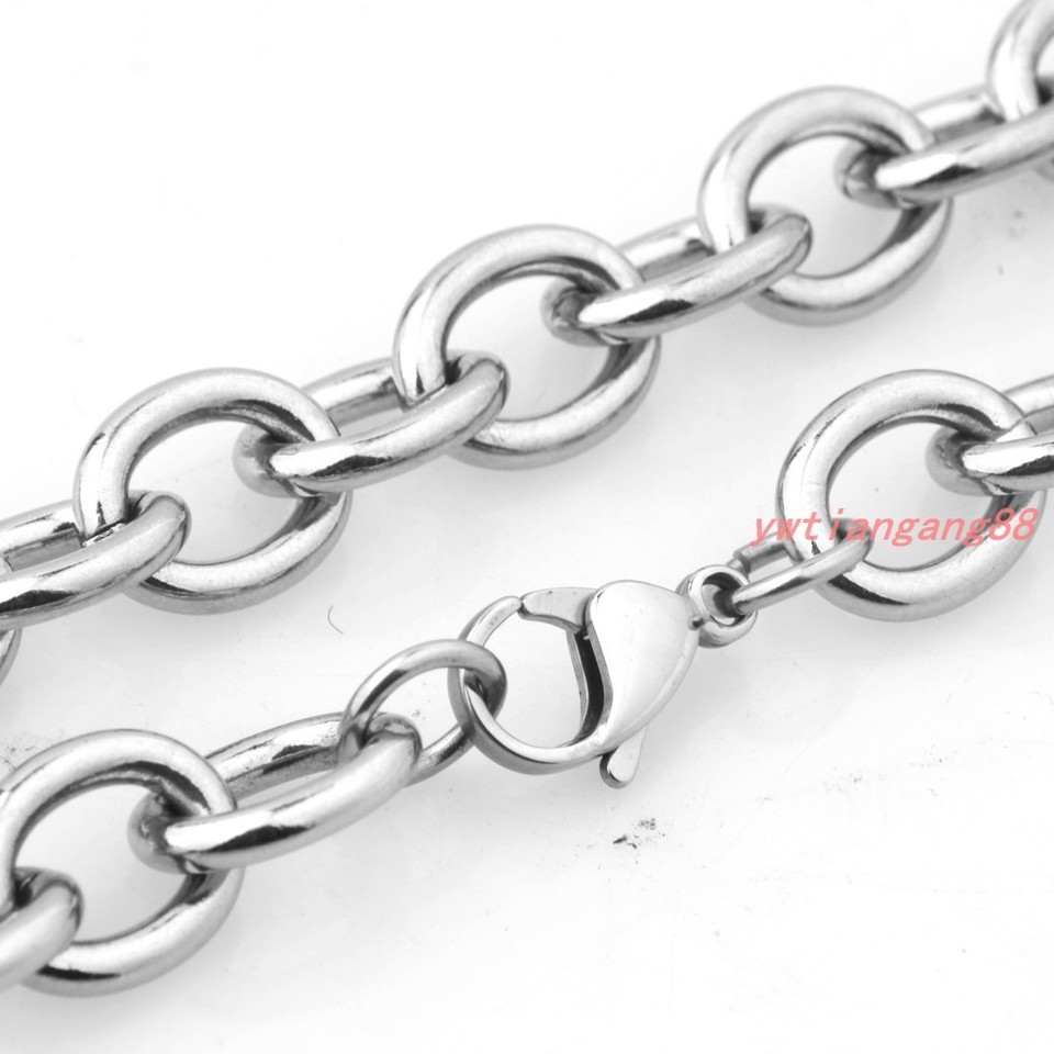 7"-40" Heavy 9/11/13/15mm Mens Stainless Steel Silver Big O Link Chain ...