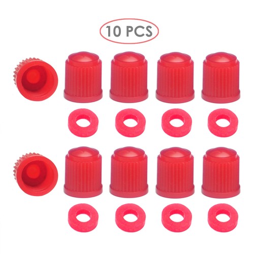 10 Red Tire Valve Stem Cap w/ Seal-TPMS Safe Bike Motorcycle Car SUV RV ...