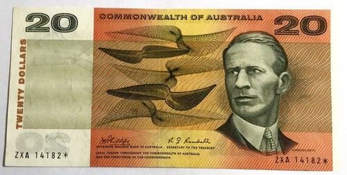 AUSTRALIA 1968 TWENTY 20 DOLLARS BANKNOTE, STAR NOTE EXCELLENT NATURAL ...