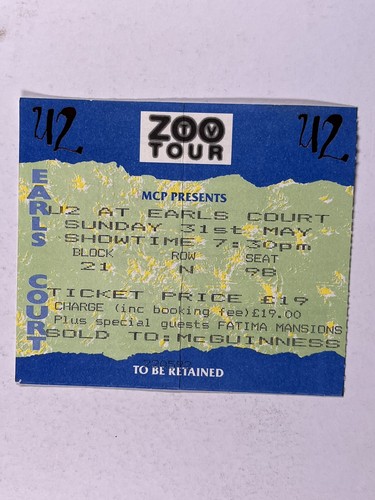 U2 Bono Concert Ticket Original Earls Court London Sunday 31st May 1992 ...