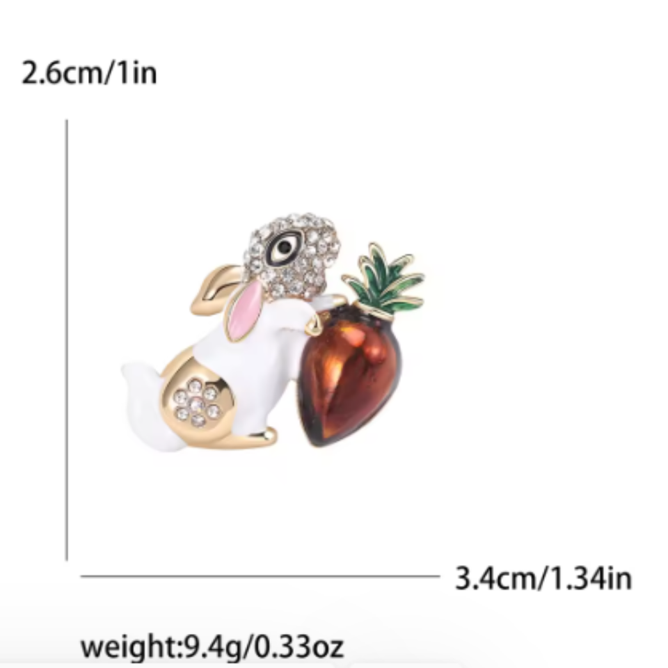 Easter Spring Bunny Brooches Rhinestone Rabbit Animal Pins Gift Jewelry ...