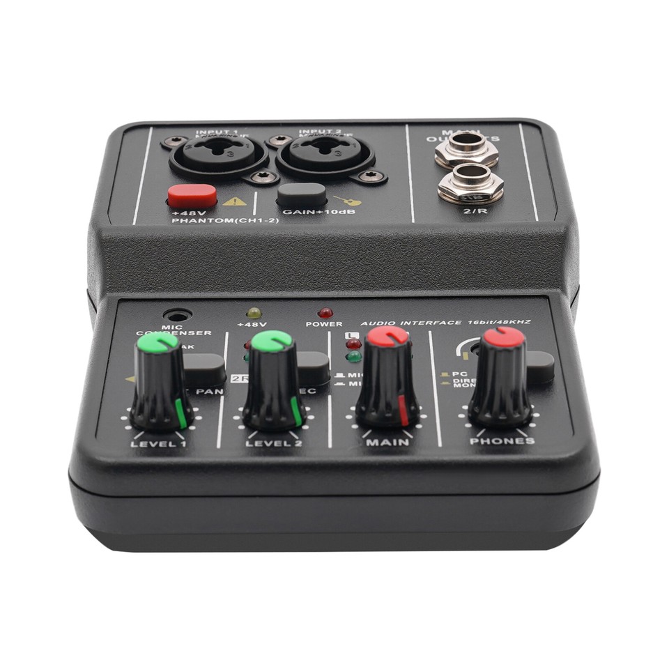 2Channel Mini Audio Mixer Bluetooth USB DJ Sound Mixing Console ...
