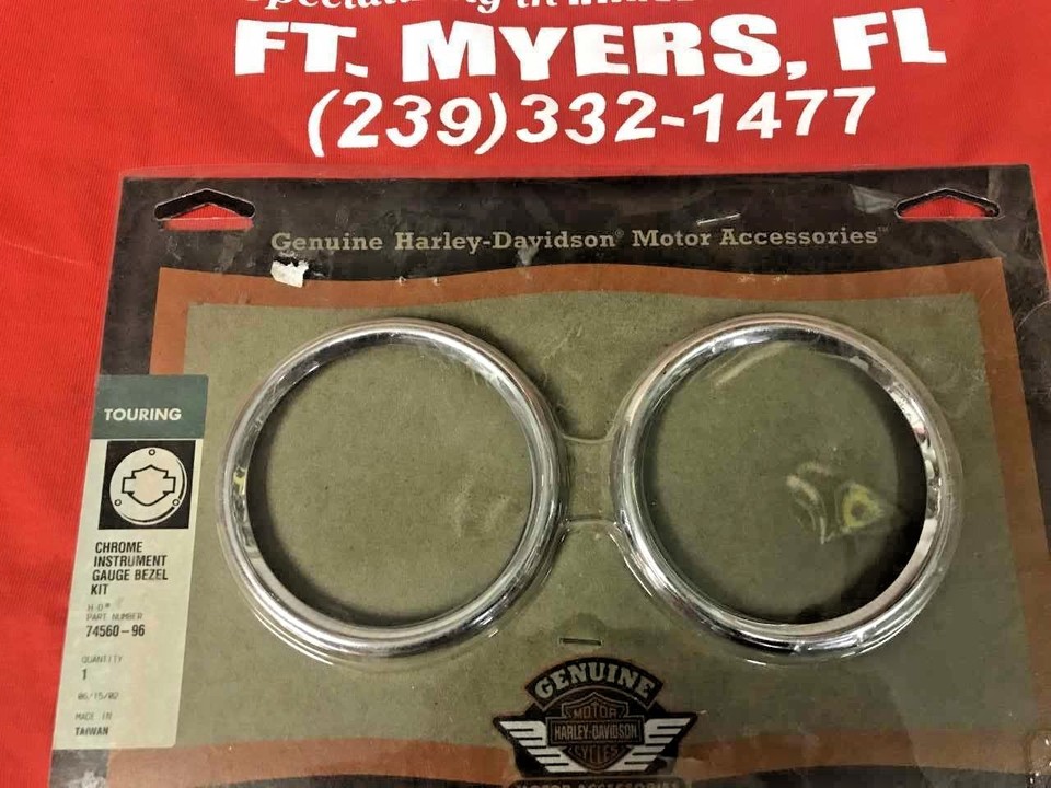 HARLEY DAVIDSON GENUINE CHROME INSTRUMENT GAUGE BEZEL KIT - 74560-96 | eBay