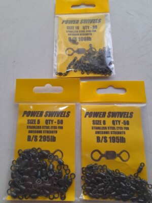 POWER SWIVELS SIZE 5 8 10 12 AWESOME STRENGTH - QTY 1 X 50 PACK | eBay