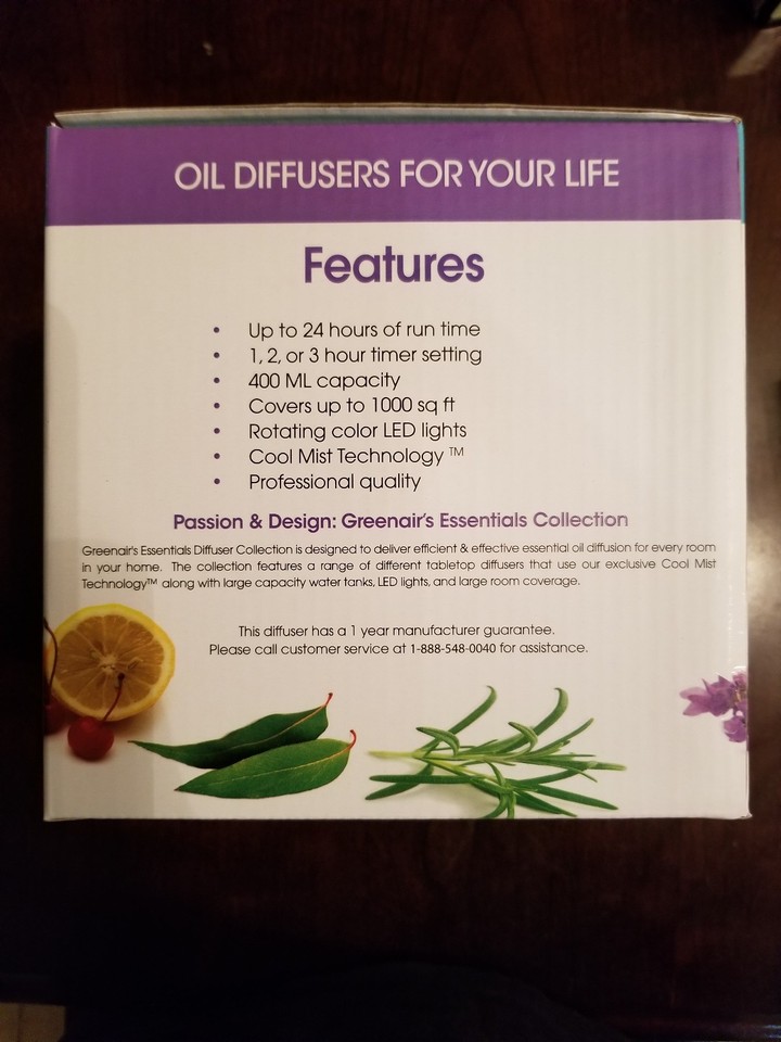 Diffuser essential oil runs 24 hours Greenair auto shut off & timer ...