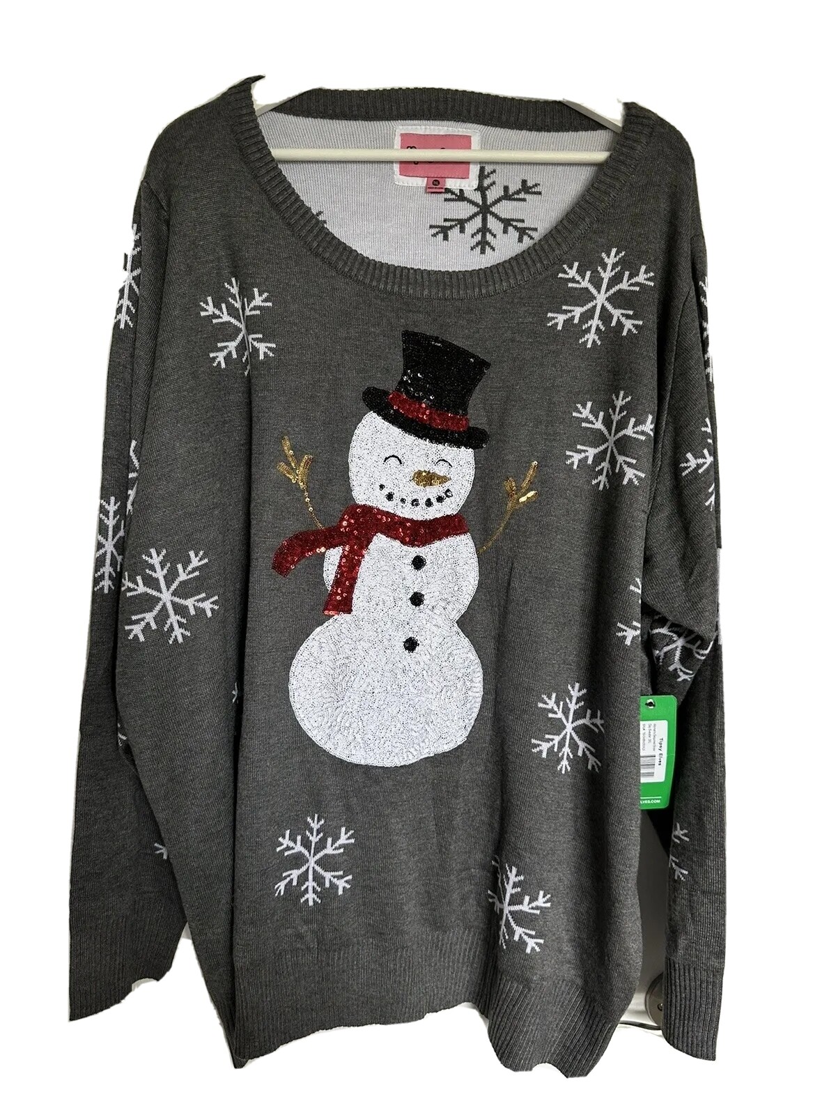 Tipsy Elves Women's Sequined Snowman Christmas Sweater Size 3XL Gray | eBay