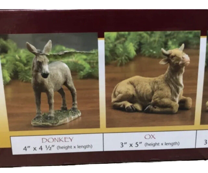 The Real Life Nativity Set of 4 Animals Camels Ox Donkey Figurines ...