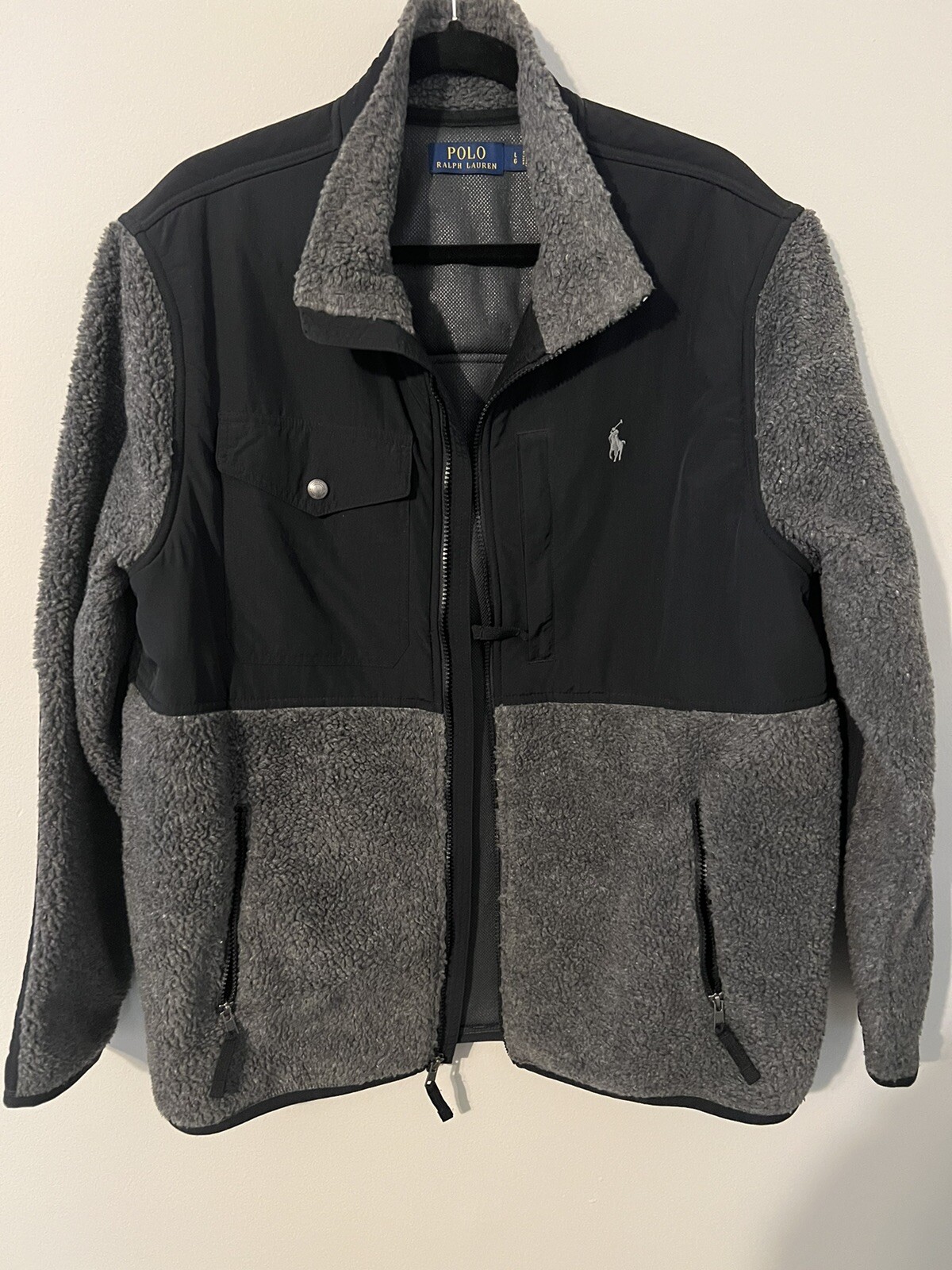 Polo Ralph Lauren Jacket Black And Gray Mens Large - Gem