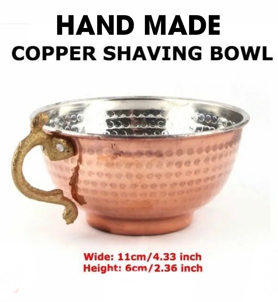 Copper Shaving Bowl HandMade Mug Brush Safety Razor Holder Turkish ...