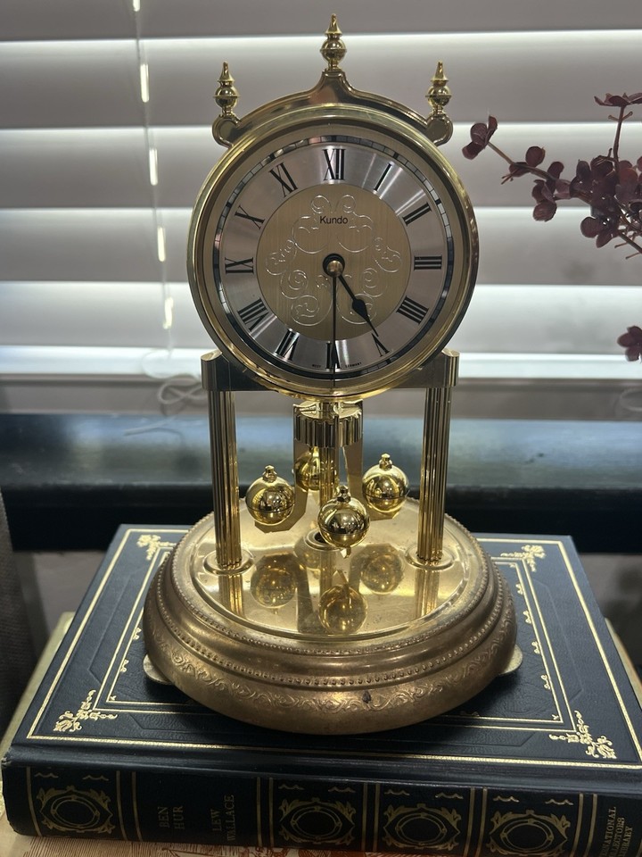 Kundo Quartz Clock Made In West Germany Glass Dome w/ Pendulum | eBay