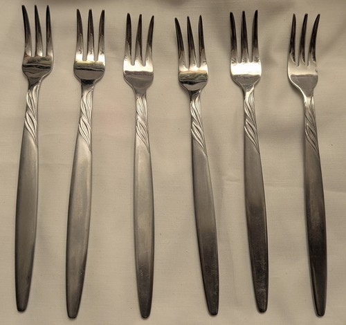 NSCO Japan Stainless Steel Cocktail Forks Set Of 6 Vintage Silverware ...