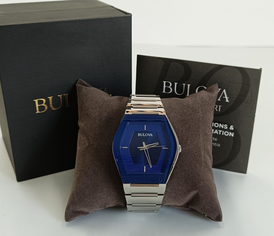 Bulova 96A258 Gemini Men's Wristwatch Blue Silver-Tone Stainless Steel ...