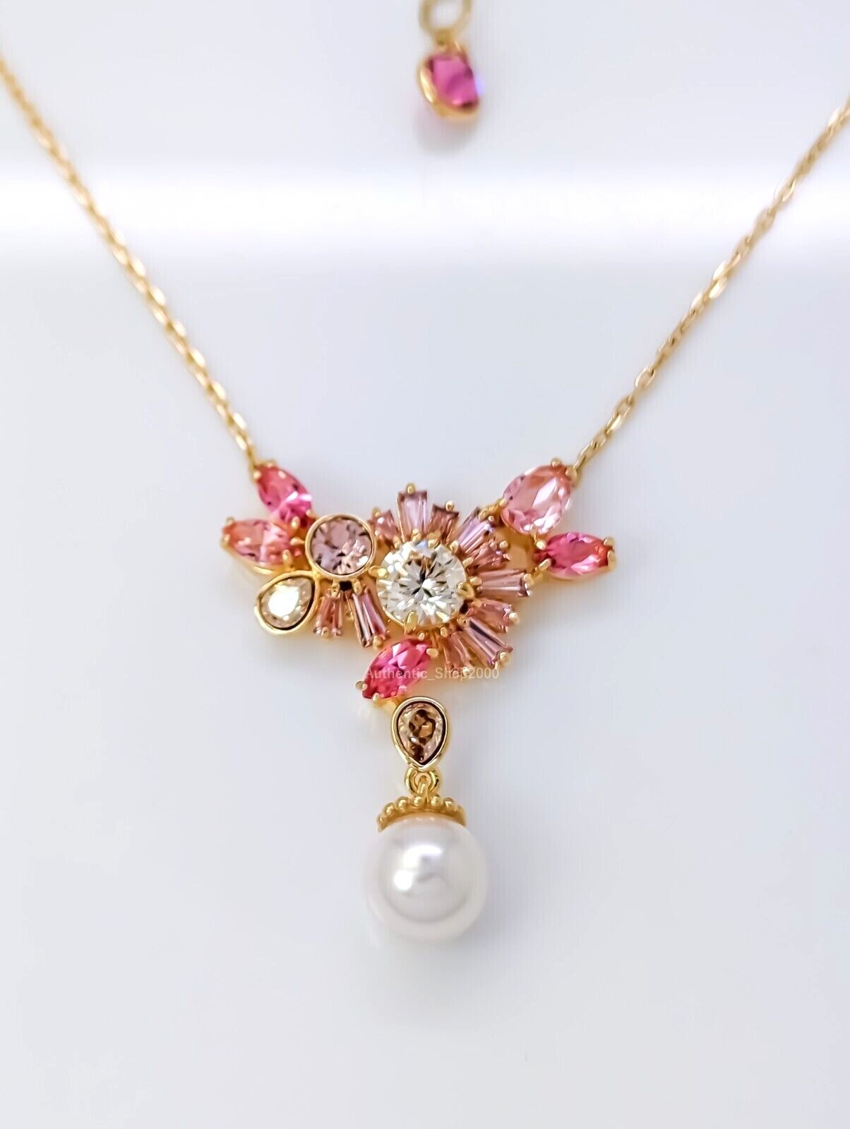 New 100% Authentic SWAROVSKI Pink Cherry Blossom Crystals Gema Necklace ...