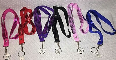 Choice of Solid Colors 20" Fabric with Sequins Lanyard ID Badge Key ...