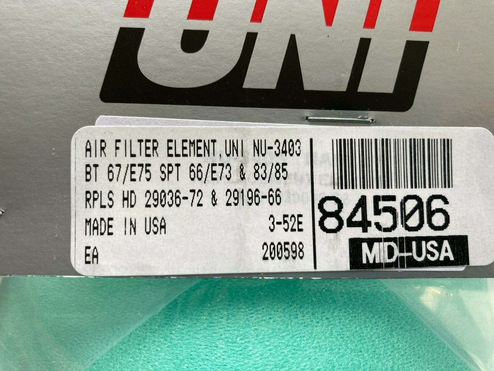 universal air filter element FITS big twin 67/E75 SPORTSTER 66/73 & 83 ...