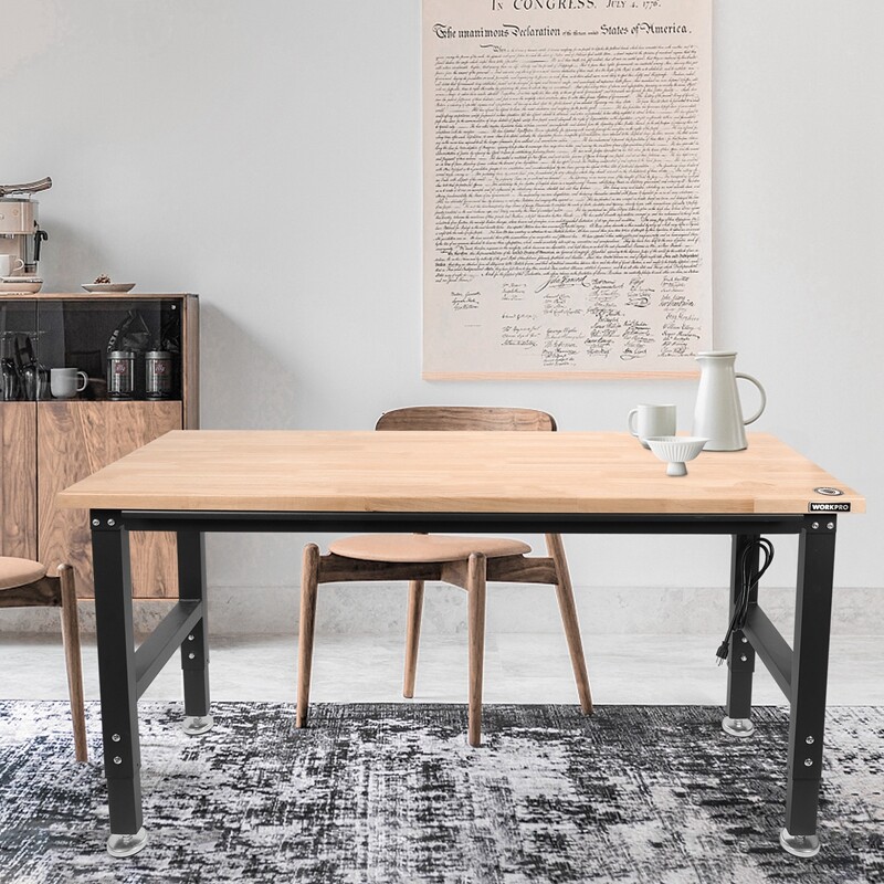 WORKPRO 5FT Adjustable Workbench Heavy-Duty Hardwood Workstation 2000 ...