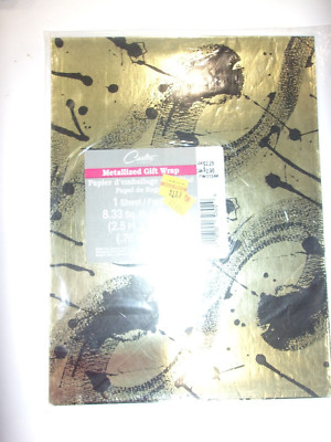 New Vintage Carlton Cards Wrapping Paper Gift Wrap Metallic Art Deco ...