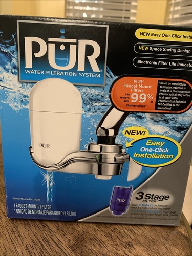 PUR Water Filtration System 3 Stage Filter Faucet Mount One Click ...