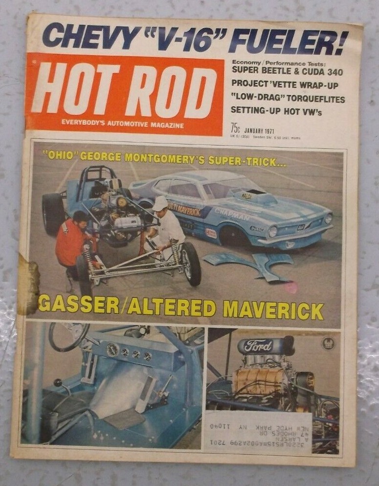 HOT ROD MAGAZINES JANUARY 1971 GASSER ALTERED MAVERICK CUDA 340 FAST ...