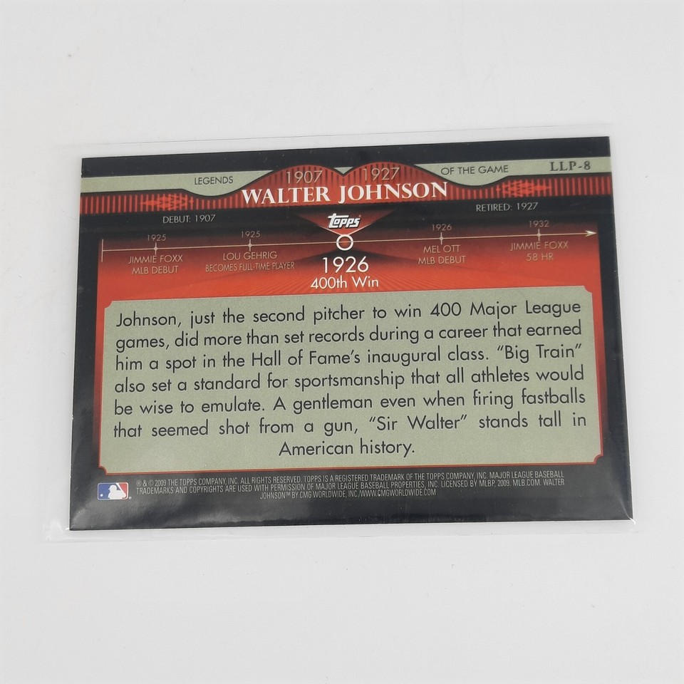 2009 Topps Wal-Mart Legends of the Game Platinum Walter Johnson #LLP-8 ...
