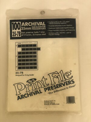 Print File Archival 35mm Size Archival Negative Preserver Pages New ...
