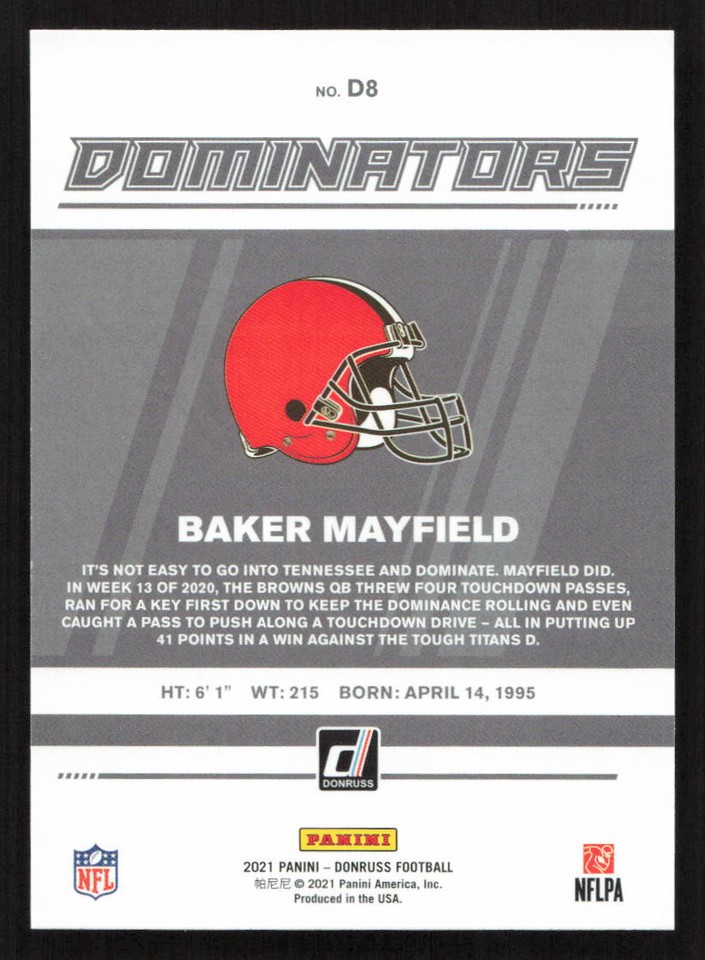 2021 Donruss Baker Mayfield Dominators #D8 Card | eBay