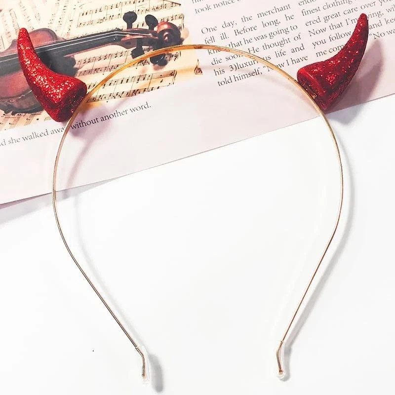 Devil Horns, Halloween Red Glitter Horns Headband, Costume... | eBay