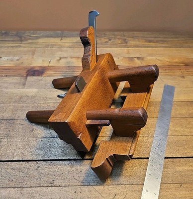 RARE Antique REED TOOL CO. UTICA Beech w/ Boxwood & BRASS Plow Plane ...