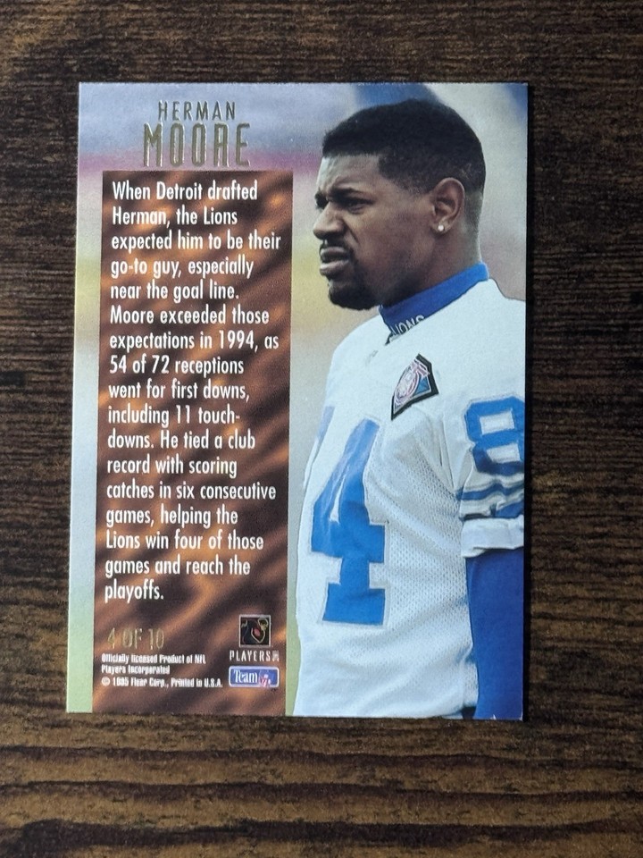 1995 Detroit Lions Herman Moore Fleer Ultra TOUCHDOWN KING #4 Of 10 ...