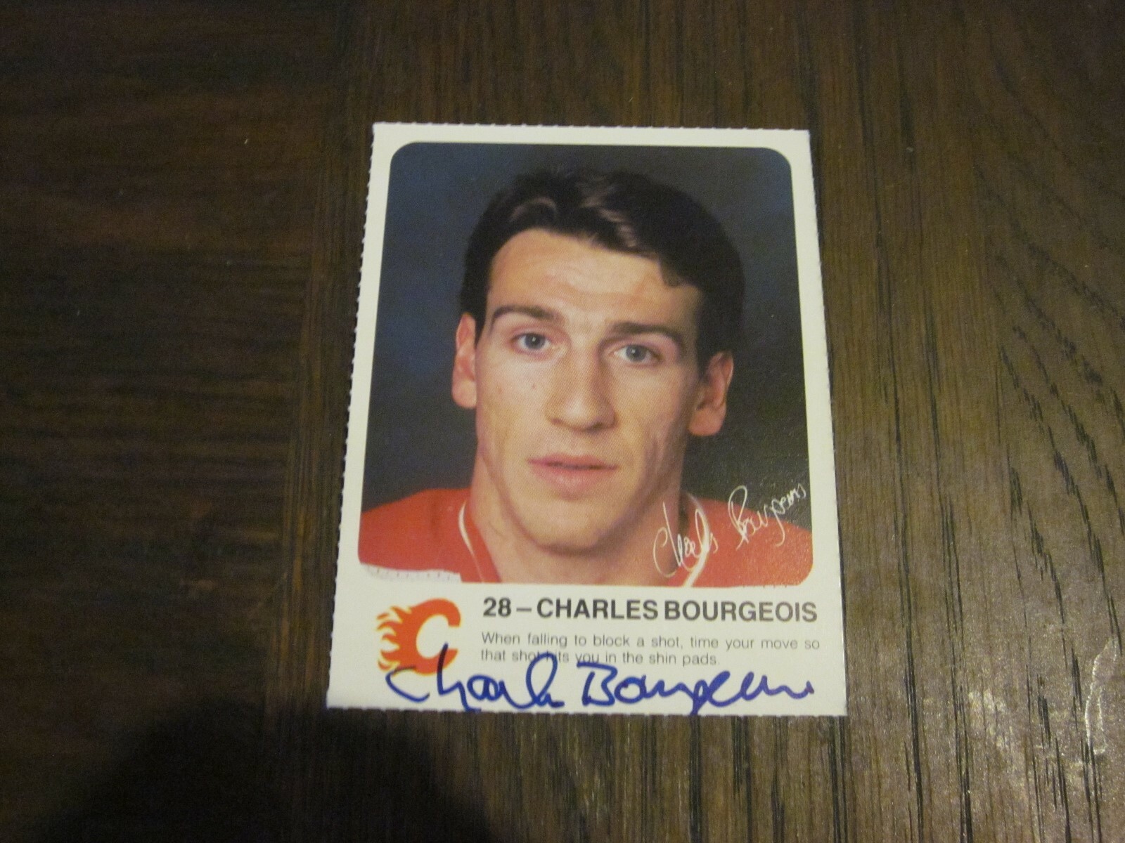 Charlie Bourgeois SIGNED AUTOGRAPHED 1985 RED ROOSTER CARD-CALGARY ...
