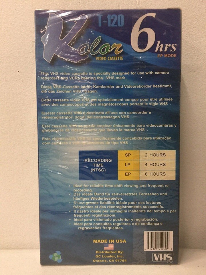 New Blank Kolor VHS Tape 6 Hours EP Mode, T-120 Video Cassette NTSC | eBay