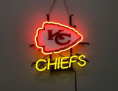 Kansas City Chiefs KCC Man Cave 14"x10" Neon Light Sign Lamp Beer Wall ...