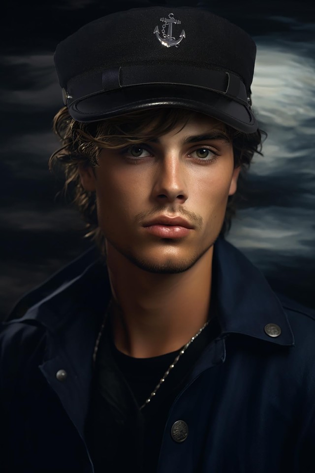 Men's Yacht Captain Skipper Anchor Hat with Sailor Scarf, Newsboy Cap ...