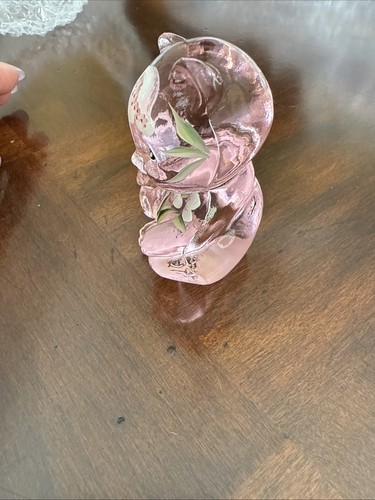 Fenton Pink Glass Bear Hand Painted & Signed By S. Barnet Excellent ...
