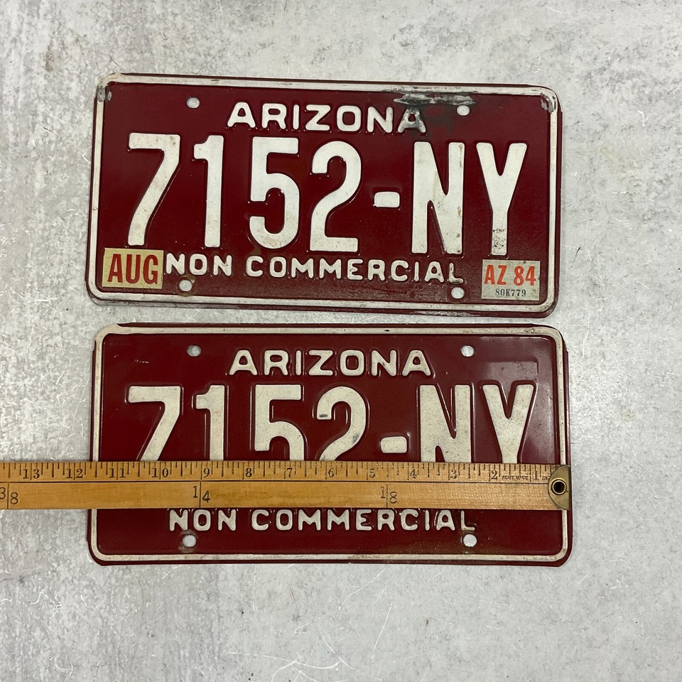 Vintage Pair c1984 Arizona Non Commercial License Plate 7152-NY | eBay