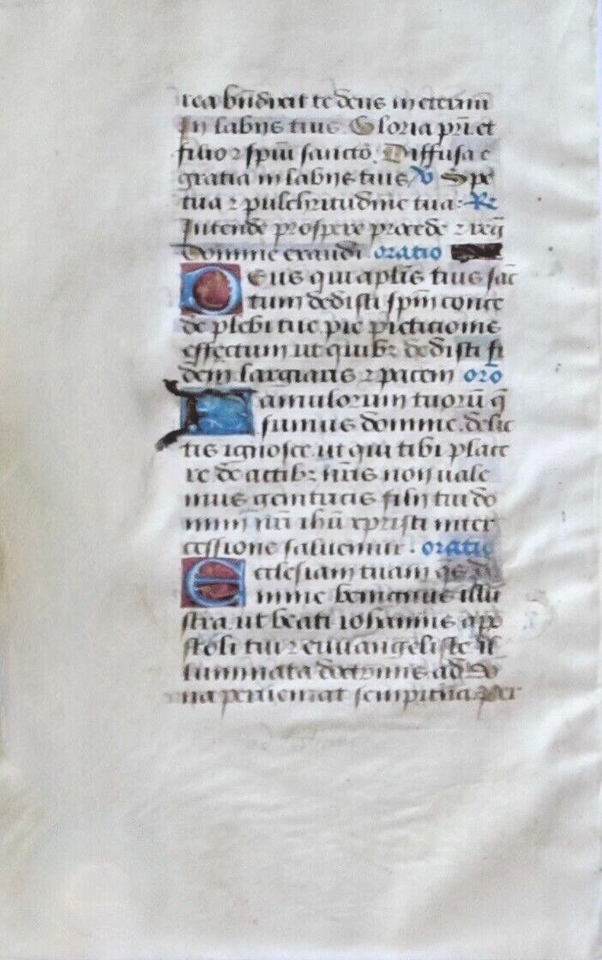 Medieval BoH manuscript leaf,very fine vellum,9 gold initials.France,ca ...