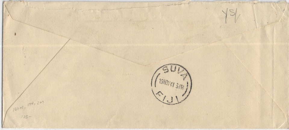 1941 British Consulate, Noumea, New Caledonia to Suva, Fiji 1st Flight ...