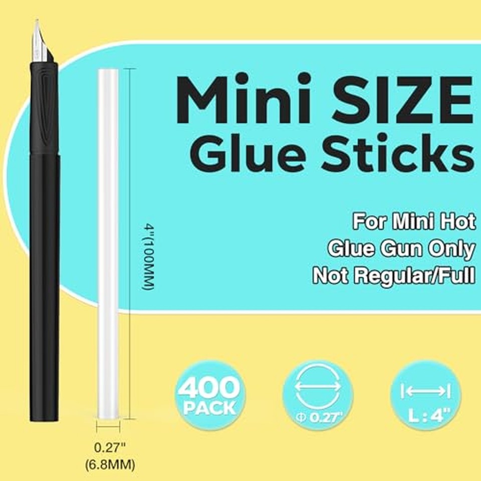 ELDVAP Mini Hot Glue Sticks,4" and 0.27'' Diameter for Most Mini Glue ...