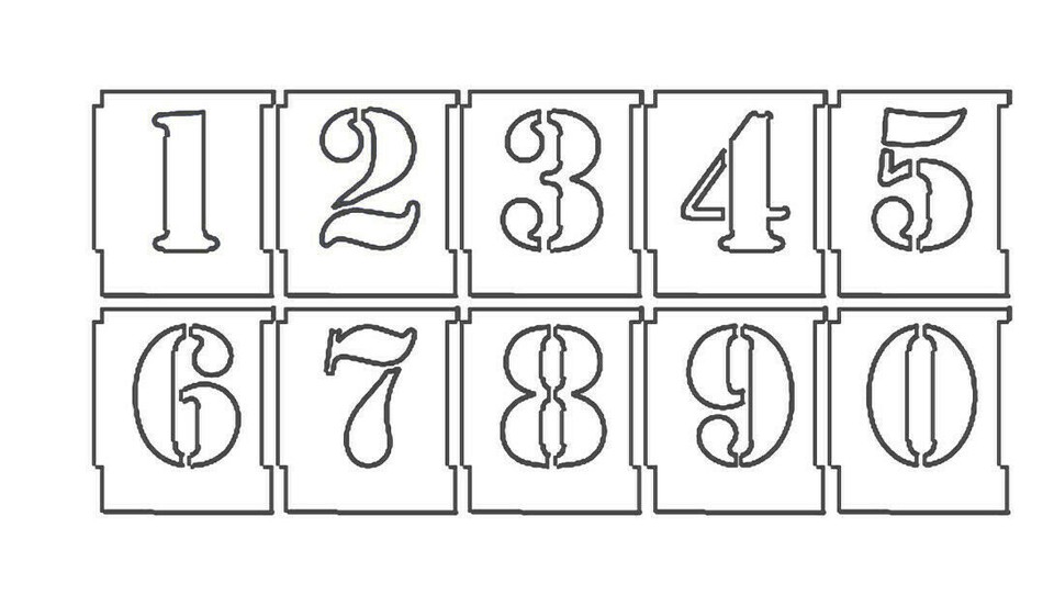 Military Style Number Stencil Set 0-9 Stencil Font Army Number Stencils ...