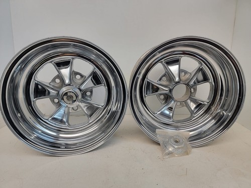 Pair of Vintage NOS ET Rocket Racing Chrome Mag Wheels 15x8 - 5x5.5" BP ...