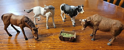 VINTAGE MINIATURE Plastic Brown/Black/White COWS & HORSES | eBay