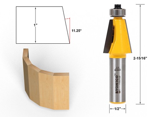 11.25 Degree Chamfer Edge Forming Router Bit - 1/2" Shank - Yonico ...
