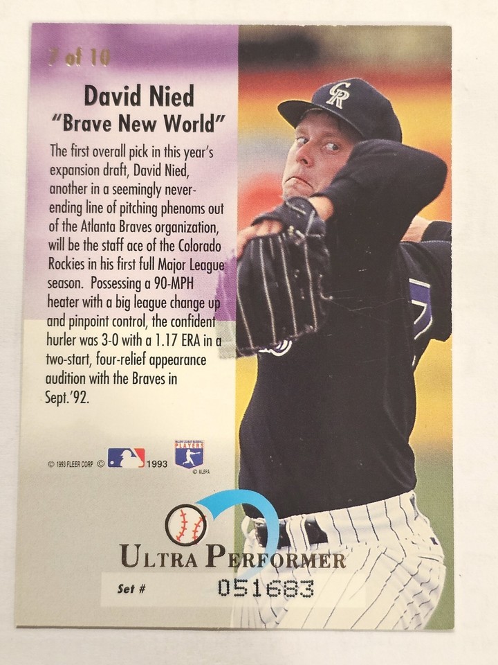 1993 Ultra Performers #7 David Nied | eBay